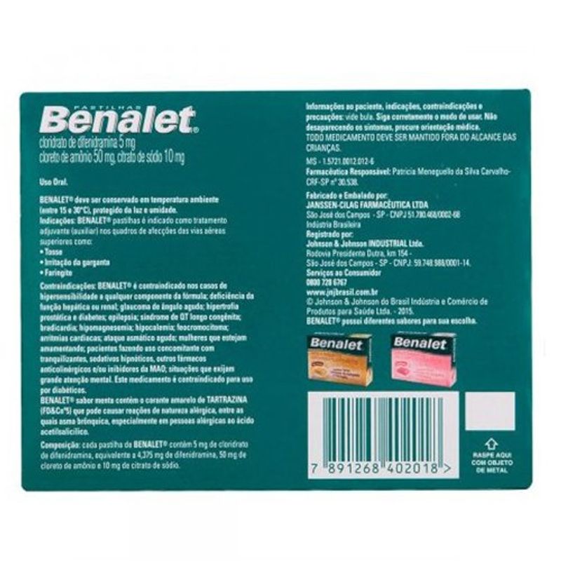 Benalet 12 Pastilhas Sabor Menta