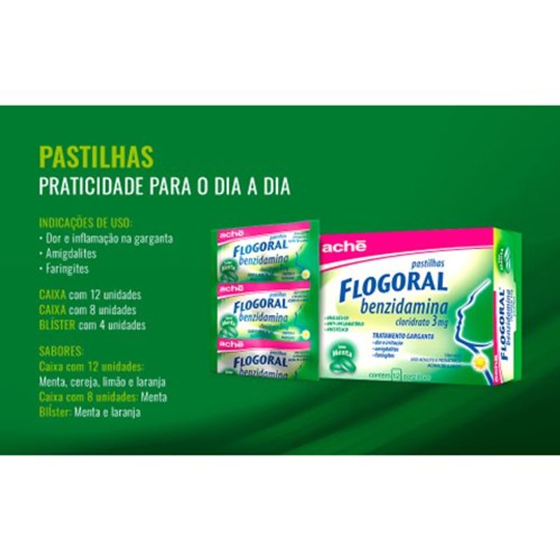 Flogoral 4 Pastilhas Sabor Laranja