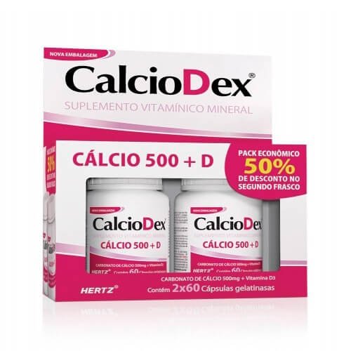 Calciodex Cálcio 500 + Vitamina D3 Kit com 120 Cápsulas