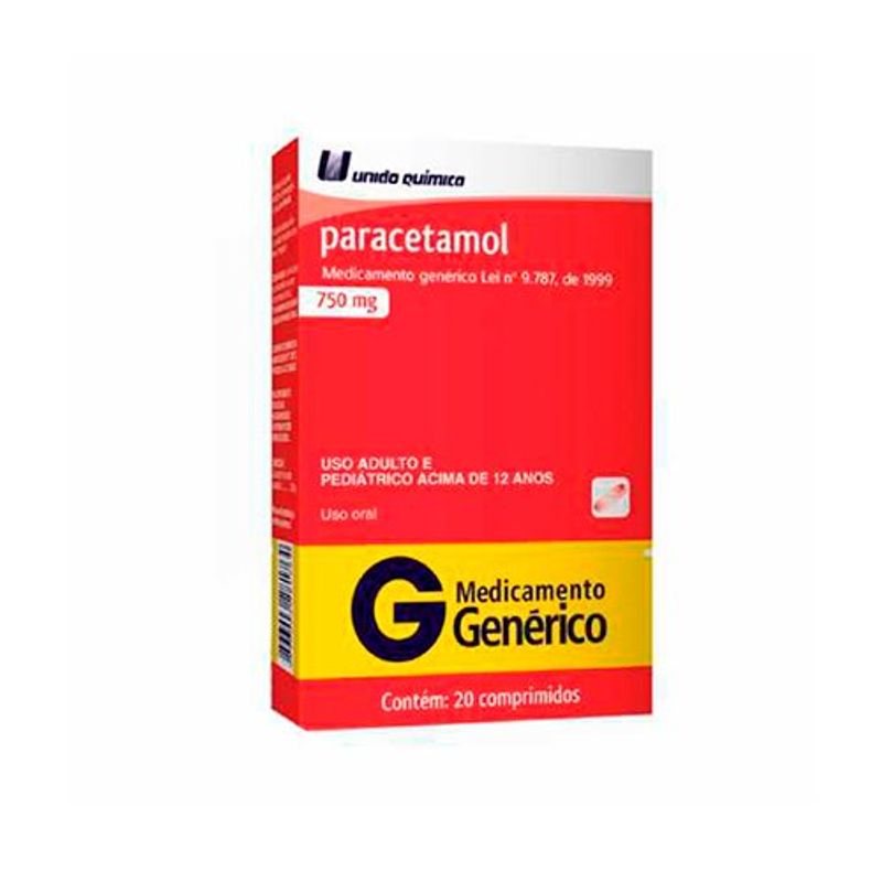 Paracetamol 750 mg 20 Comprimidos