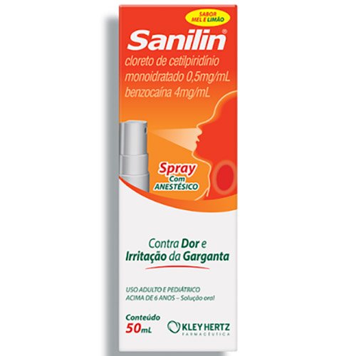 Sanilin 0,5+4mg/mL Spray 50mL Solução Oral Sabor Mel E Limão Kley Hertz