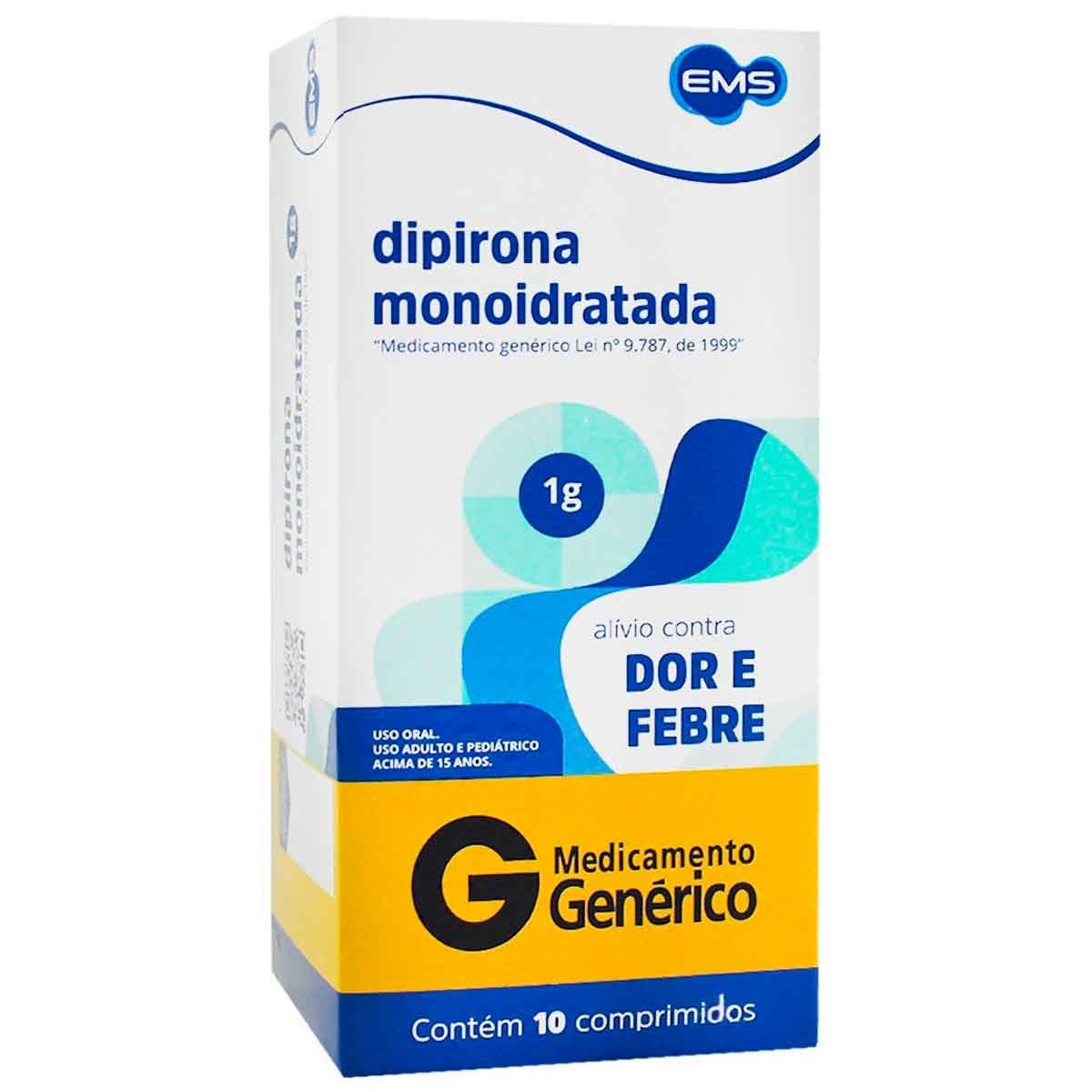Dipirona Monoidratada 1g 10 Comprimidos EMS