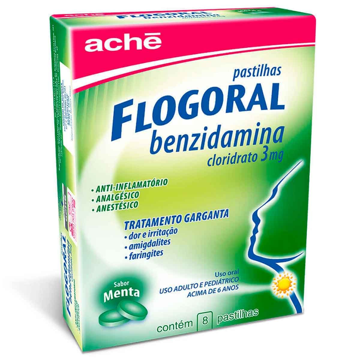Flogoral 3mg 8 Pastilhas Sabor Menta Ache