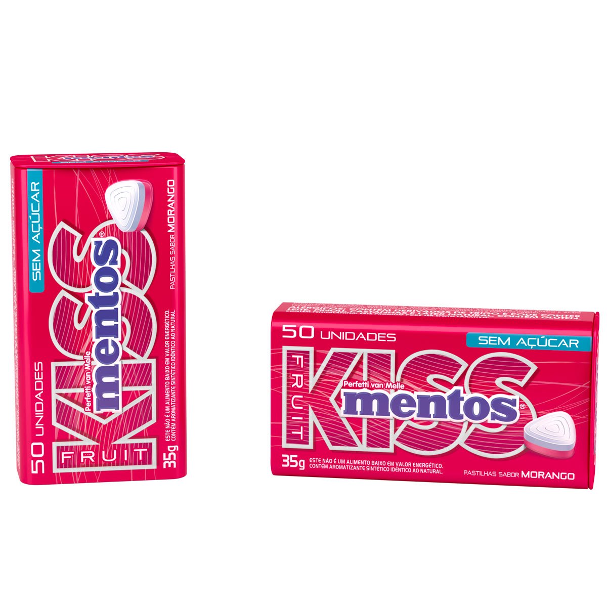 Pastilhas Mentos Kiss Morango Lata 35g