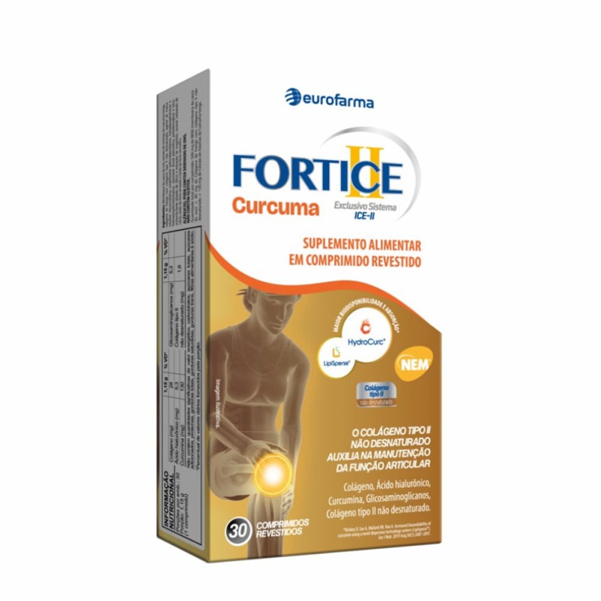 Fortice Curcuma 30 Comprimidos Colágeno II+ Curcuma Eurofarma