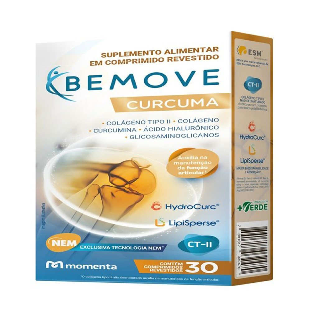 Bemove Curcuma 30 Comprimidos Revestidos Colágeno Tipo II+ Curcuma Momenta