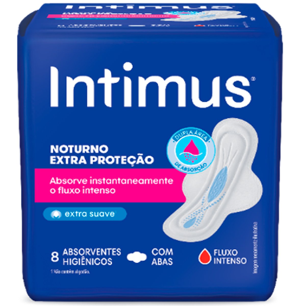 Absorvente Intimus Gel Noturno com Abas Cobertura Suave 8 Unidades