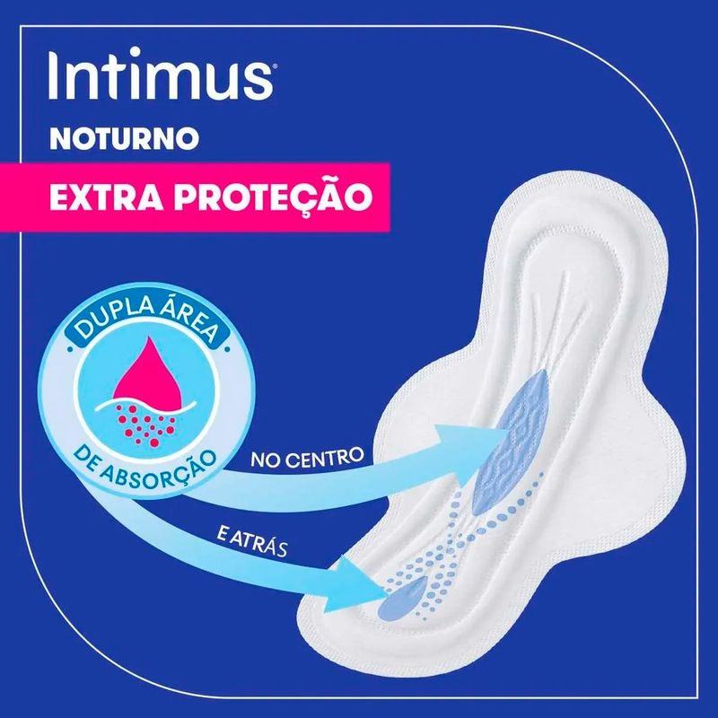 Absorvente Intimus Noturno Cobertura Extra Suave Com Abas 16 Unidades