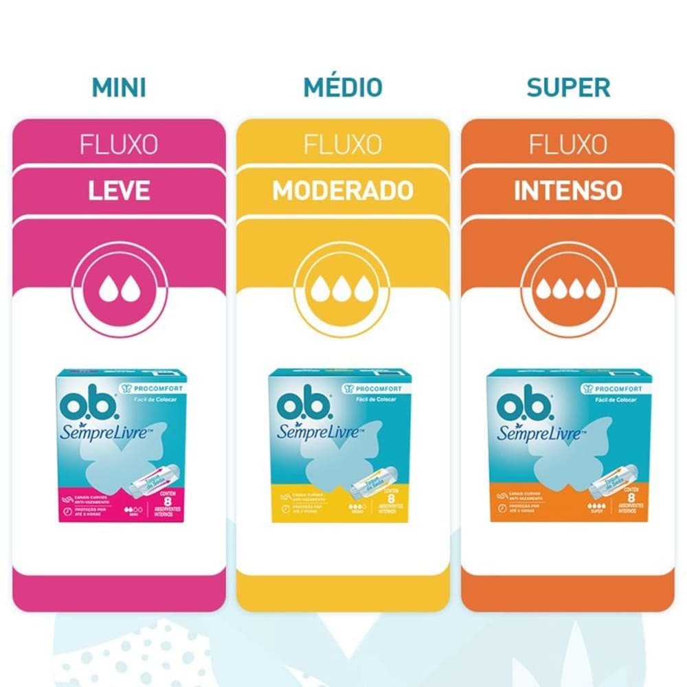 Absorvente Interno Ob Sempre Livre ProComfort Médio 8 Unidades