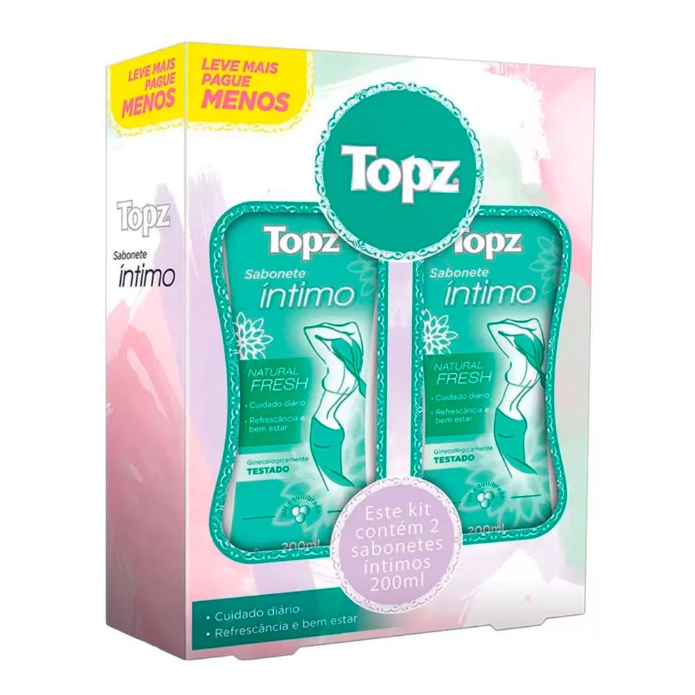 Kit Sabonete Líquido Íntimo Topz Natural Fresh 200ml Cada