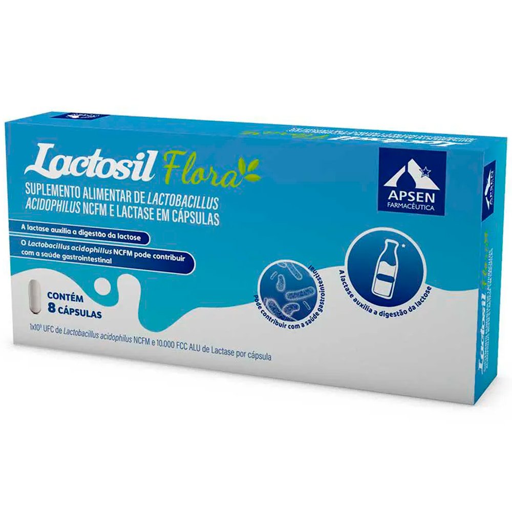 Lactosil Flora 8 Cápsulas Lactobacillus Acidophilus NCFN + Lactase Apsen