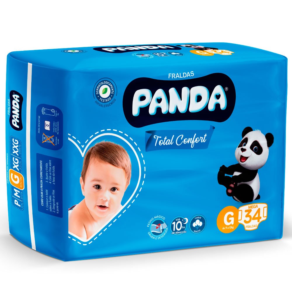 Fralda Descartável Infantil Panda Total Confort Mega G 34 Unidades