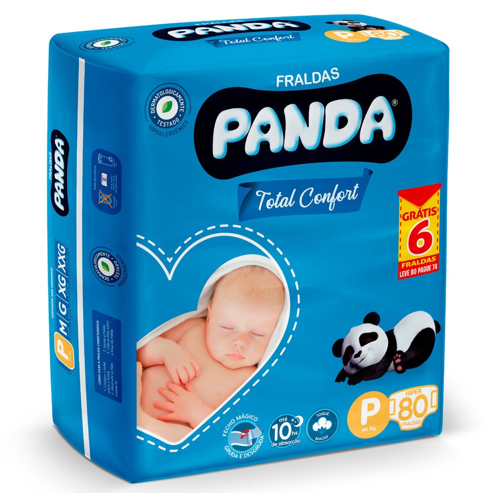 Fralda Descartável Infantil Panda Total Confort Hiper P 80 Unidades