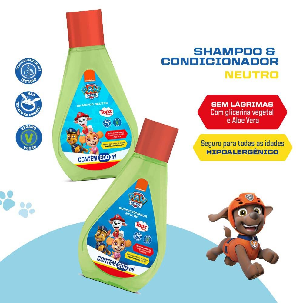 Shampoo e Condicionador Neutro Topz Patrulha Canina 200ml