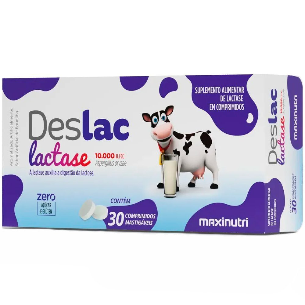 Deslac Lactase 30 Comprimidos Mastigáveis 10.000FCC Maxinutri