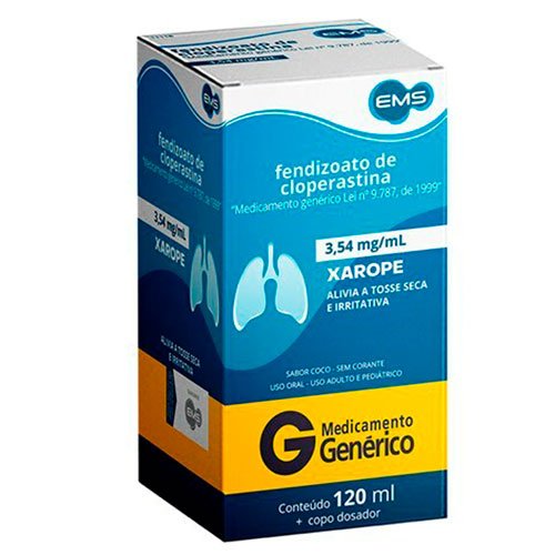 Fendizoato De Cloperastina 3,54mg/ml Xarope Com 120ml Ems Genérico