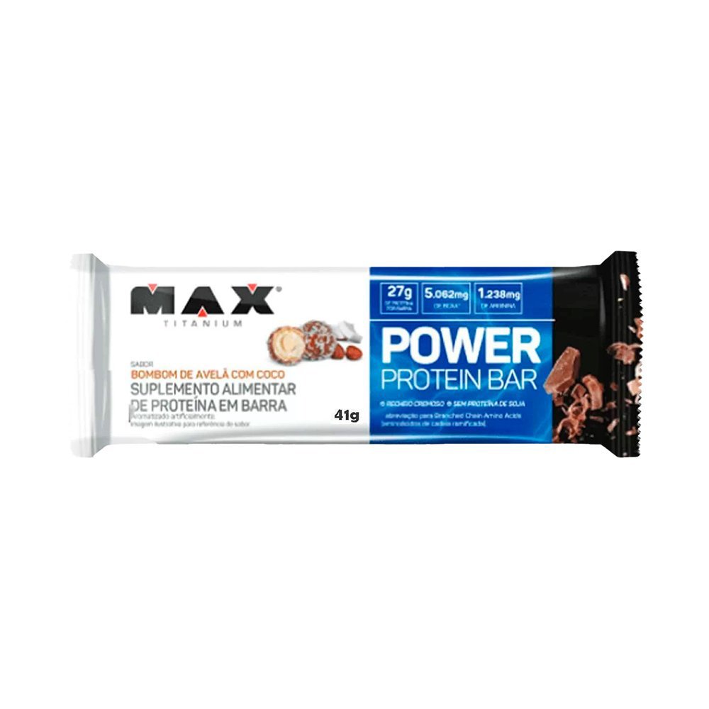 Barra De Proteína Max Titanium Power Protein Bar Bombom De Avelã Com ...