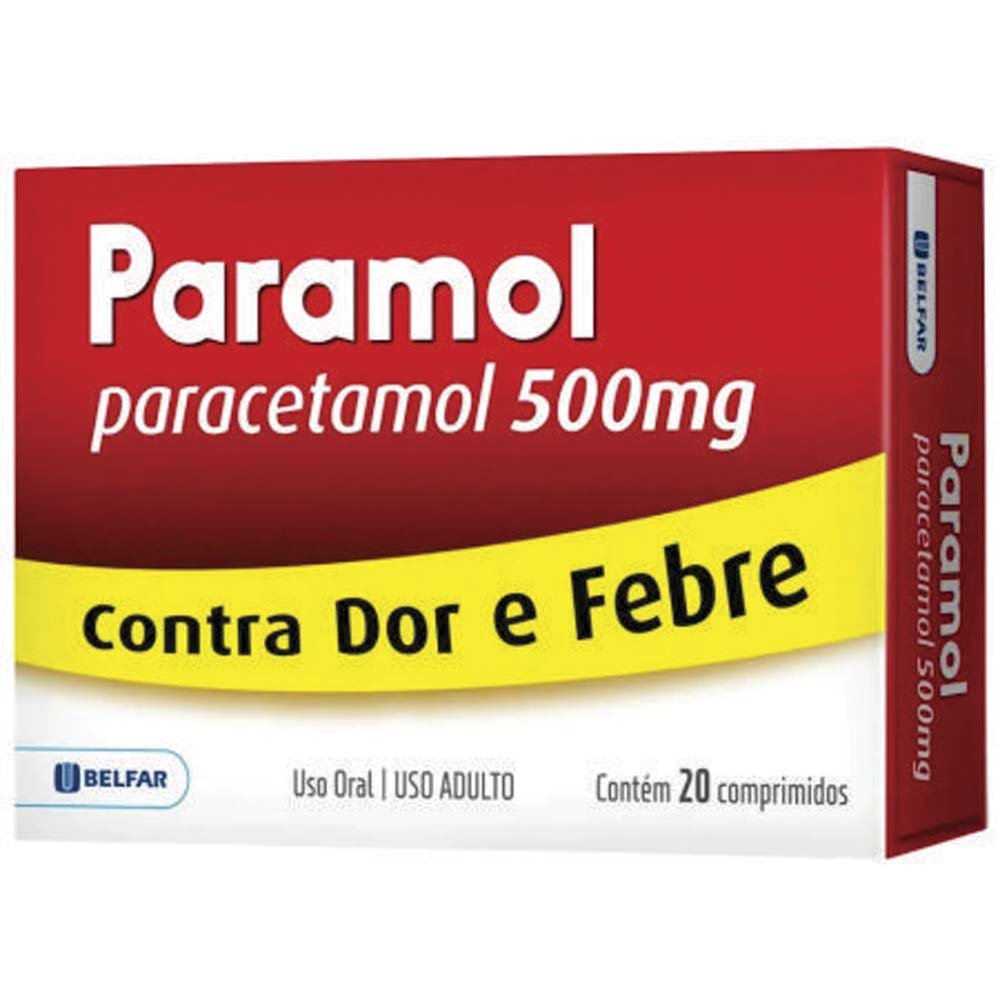 Paramol 20 Comprimidos 500mg Paracetamol Belfar