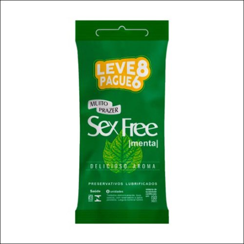 Preservativo Lubrificado Sex Free Menta 8 Unidades