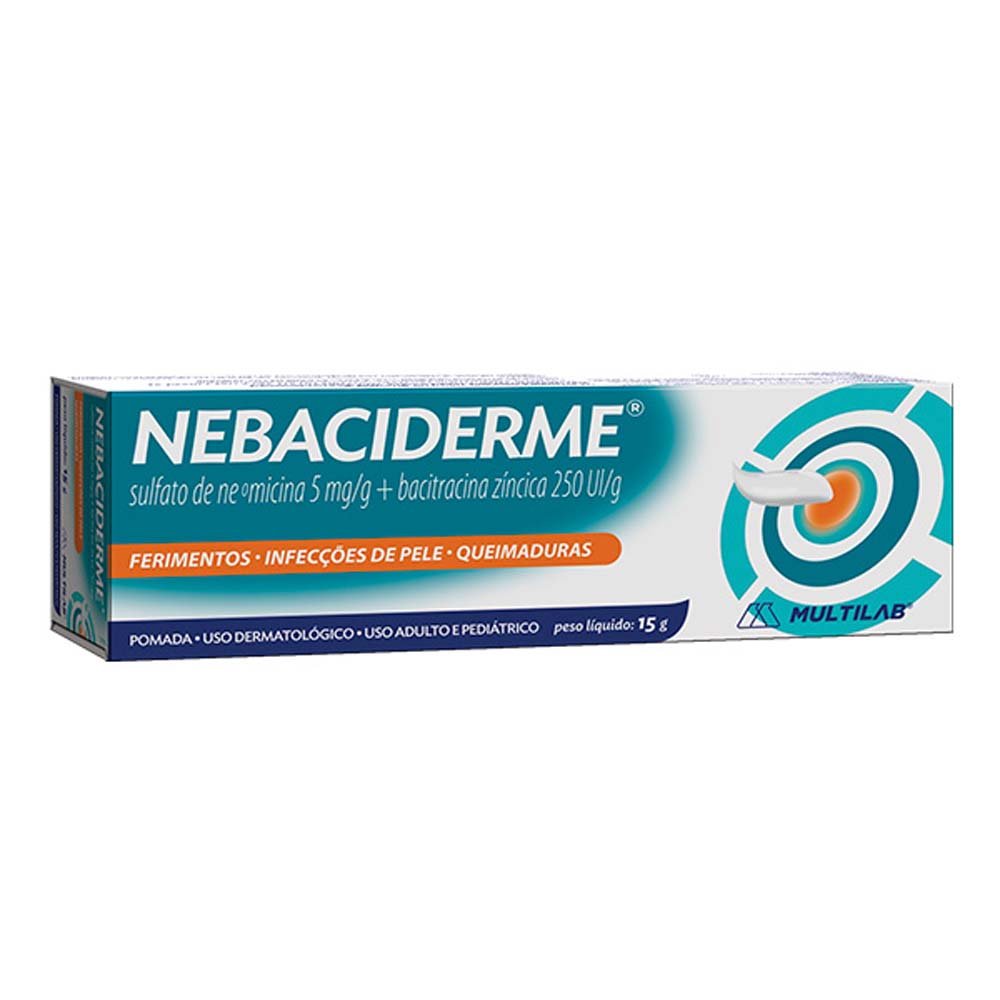 Nebaciderme Pomada 5mg/g + 250UI/g 15g Neomicina Bacitracina Zíncica ...