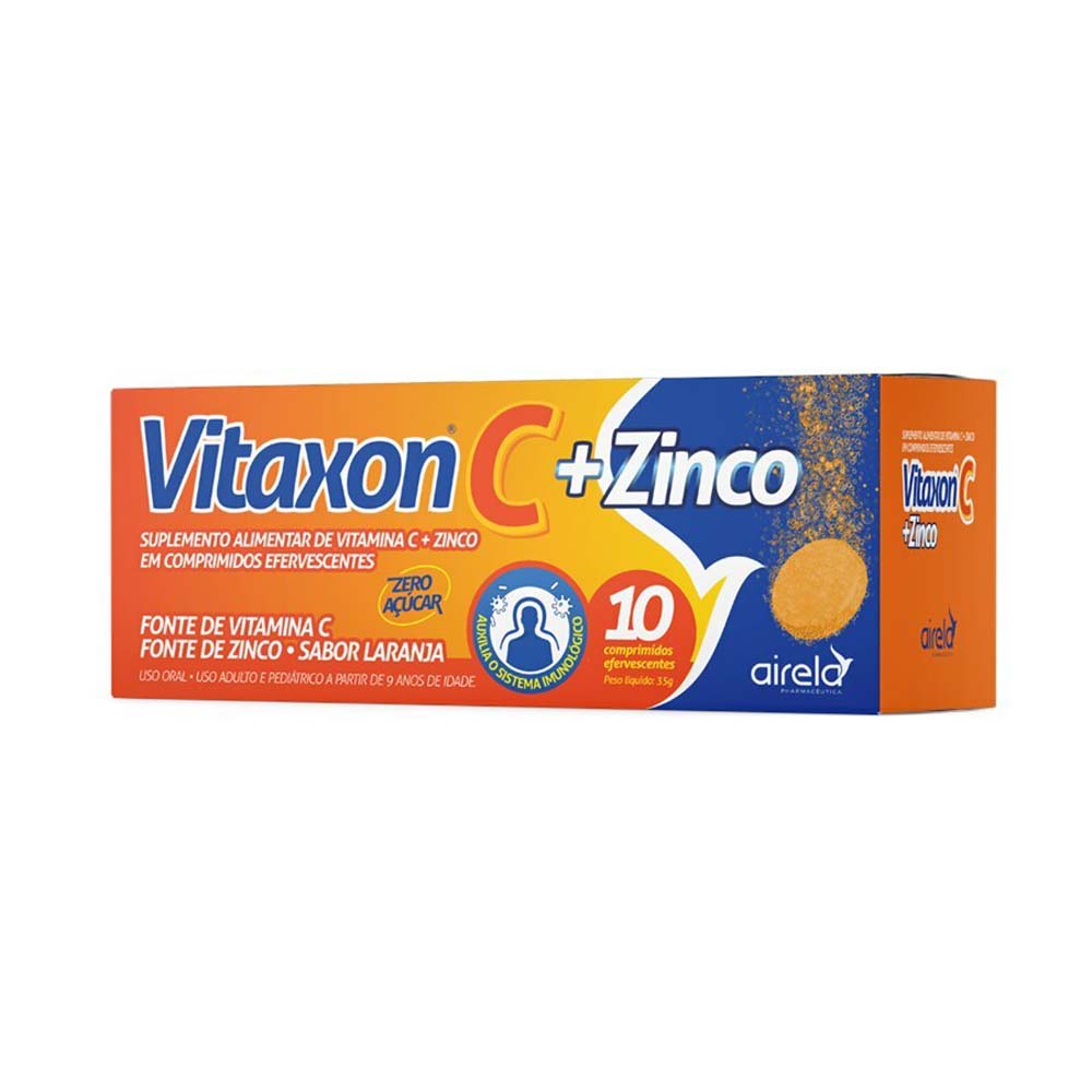 Vitaxon C + Zinco 10 Comprimidos Efervecentes Laranja Airela