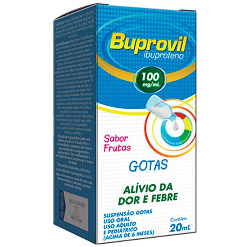 Buprovil Ibuprofeno 100mg/ml 20ml Suspensão Gotas Sabor Frutas Multilab