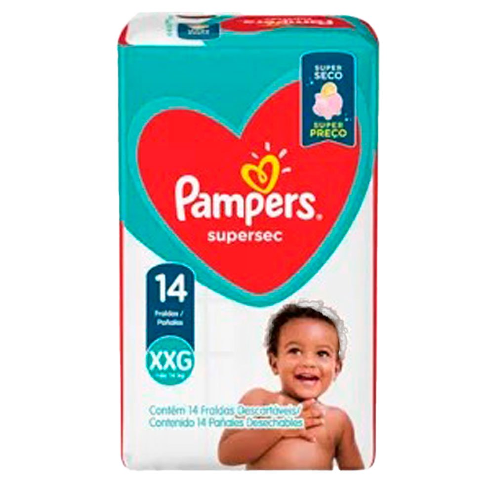 Fralda Descartável Infantil Pampers Supersec XXG 14 Unidades