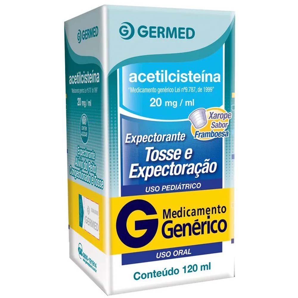 Acetilcisteina 20mg 120ml Xarope Infantil Sabor Framboesa Germed