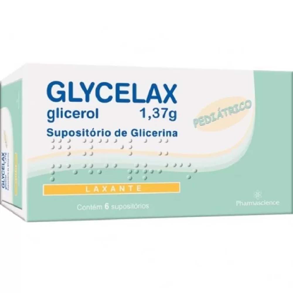 Glycelax Glicerol 1,37g 6 Supositórios de Glicerina Infantil Pharmascience