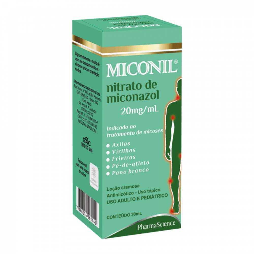 Miconil Nitrato de Miconazol 20mg/ml 30ml Loção Cremosa Tópica ...