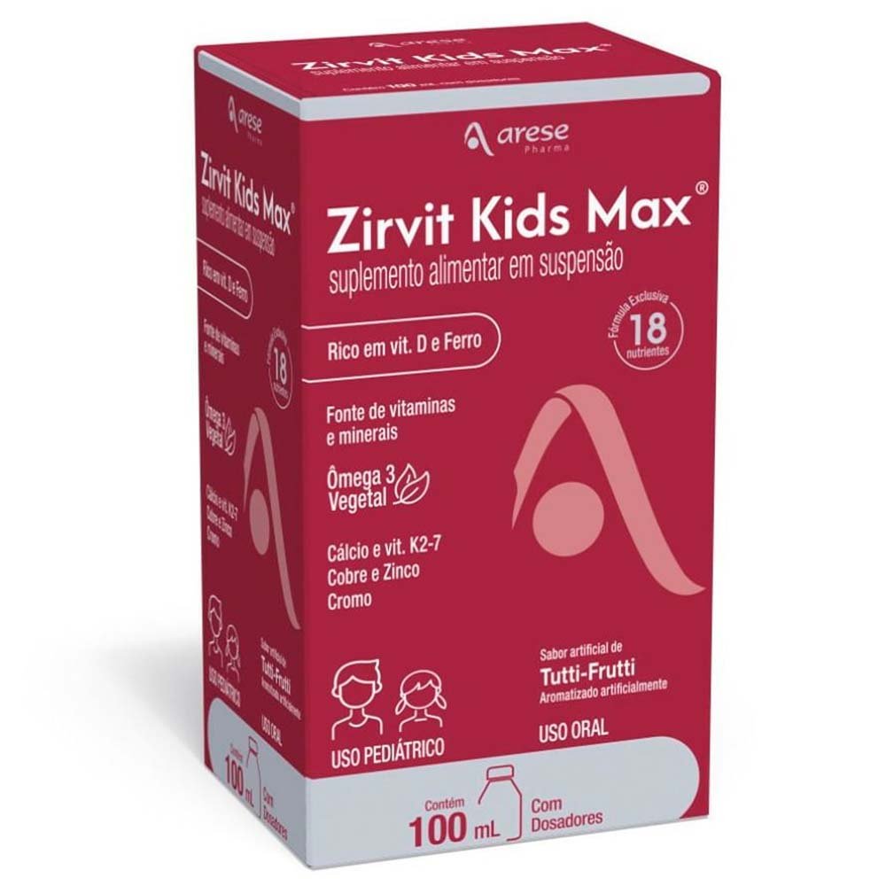 Zirvit Kids Max Suplemento Alimentar Suspensão Oral 100ml Arese Pharma