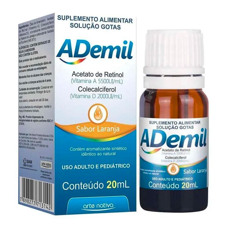 ADemil Acetato de Retinol + Calecalciferol 20ml Solução Gotas Arte Nativa