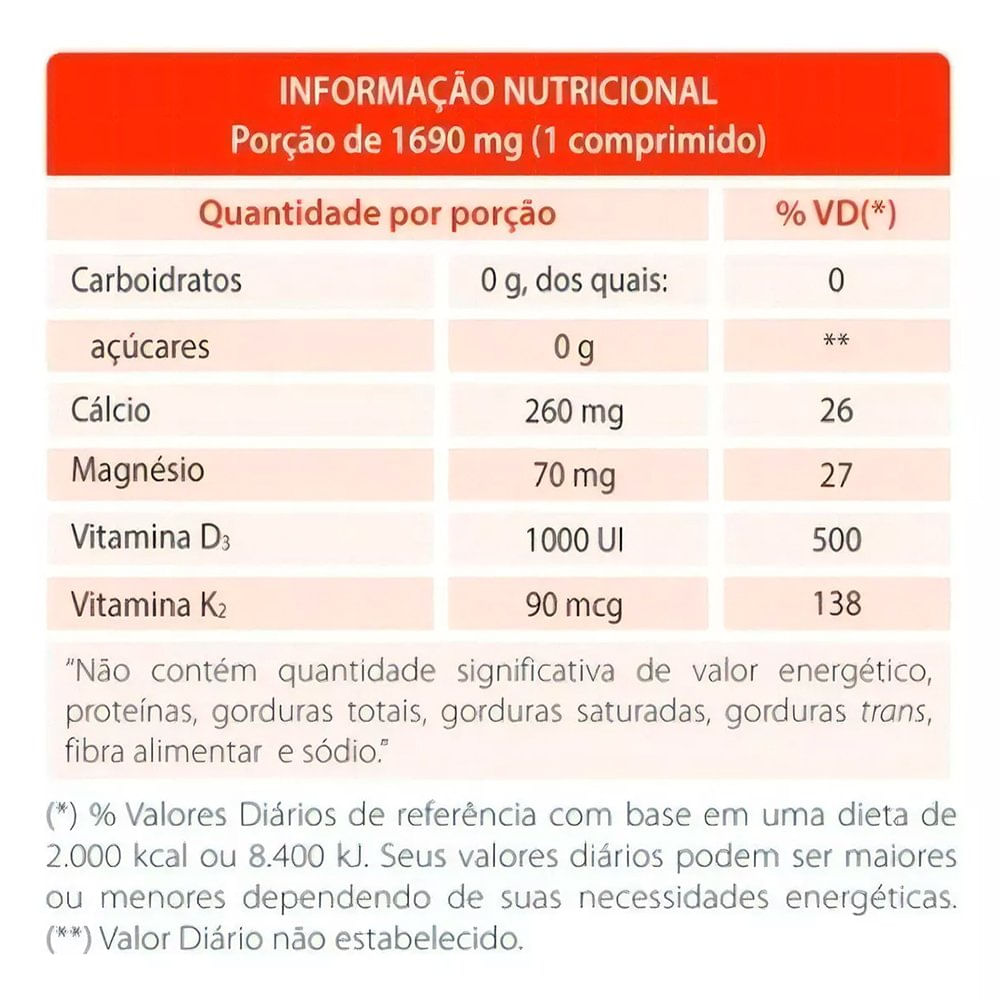 Caldê MDK 2000UI 90 Comprimidos Revestidos Suplemento Alimentar Cálcio ...