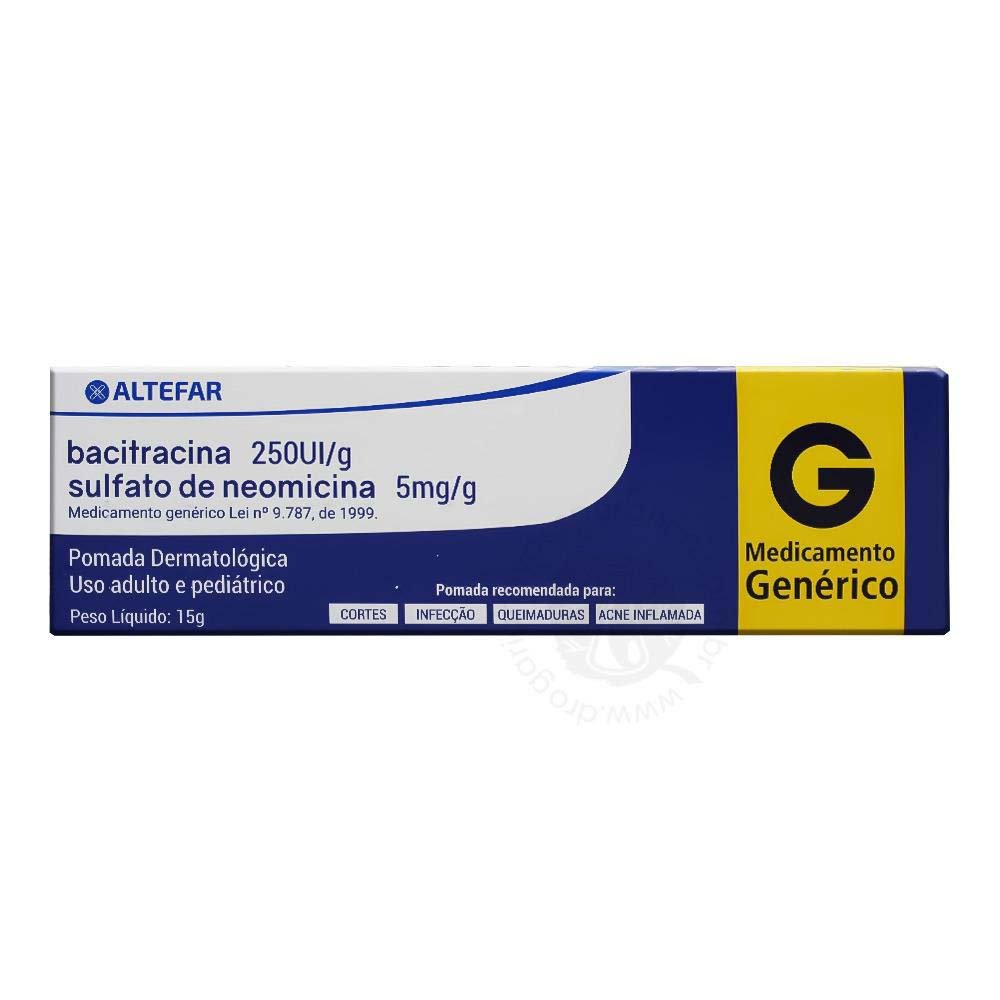 Sulfato de Neomicina 5mg/g + Bacitracina 250UI/g 10g Pomada ...