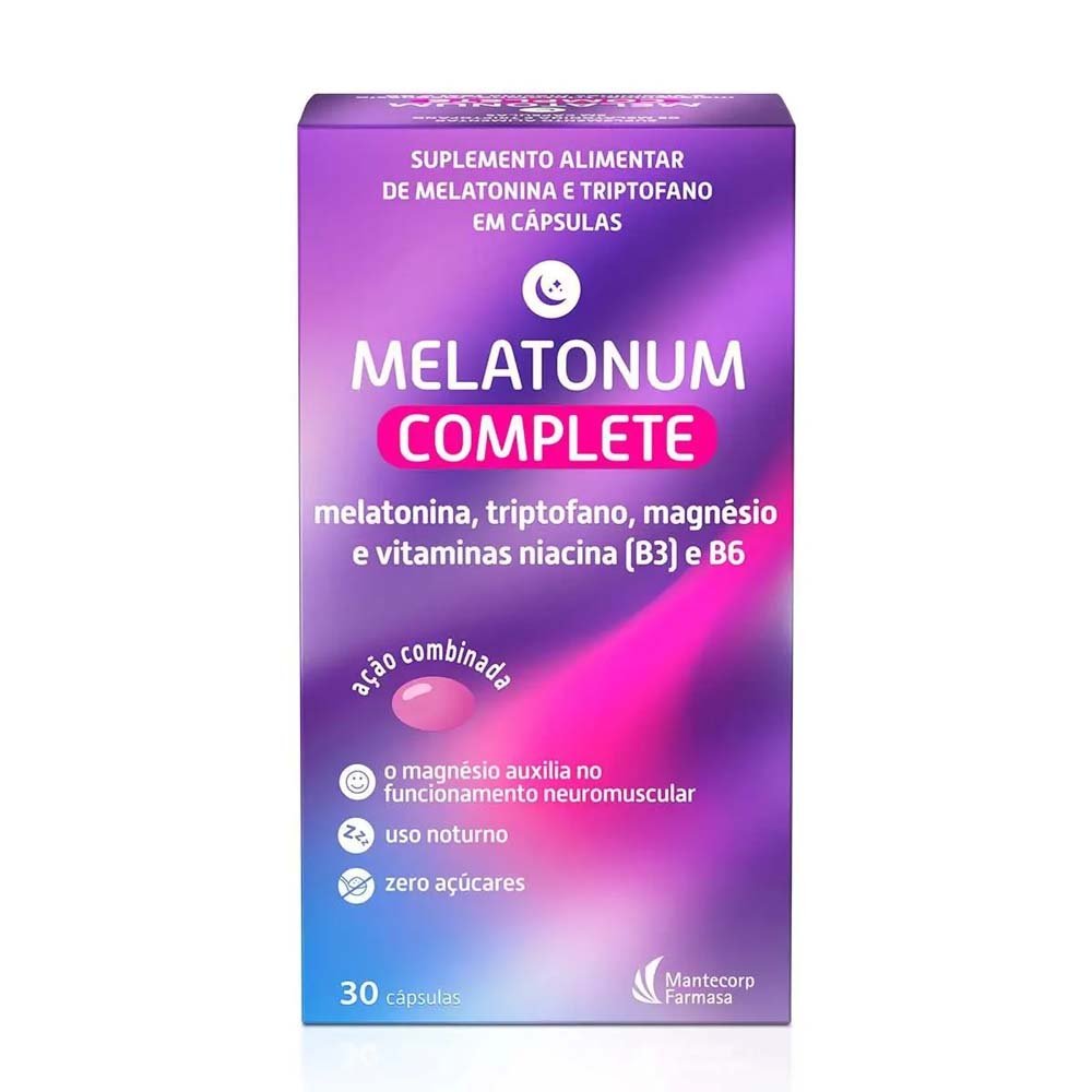 Melatonum Complete 30 Cápsulas Suplemento Alimentar Melatonina ...