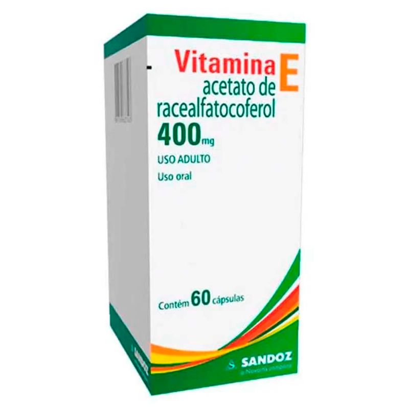 Vitamina E Acetato de Racealfatocoferol 400mg 60 Cápsulas Uso Adulto Sandoz