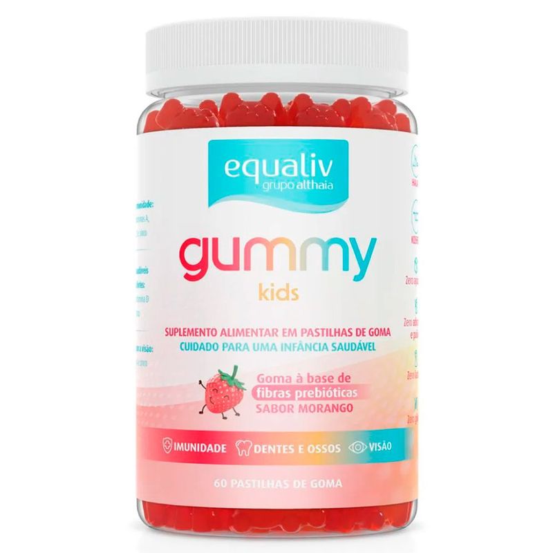Gummy Kids Polivitamínico 60 Gomas Sabor Morango Equaliv
