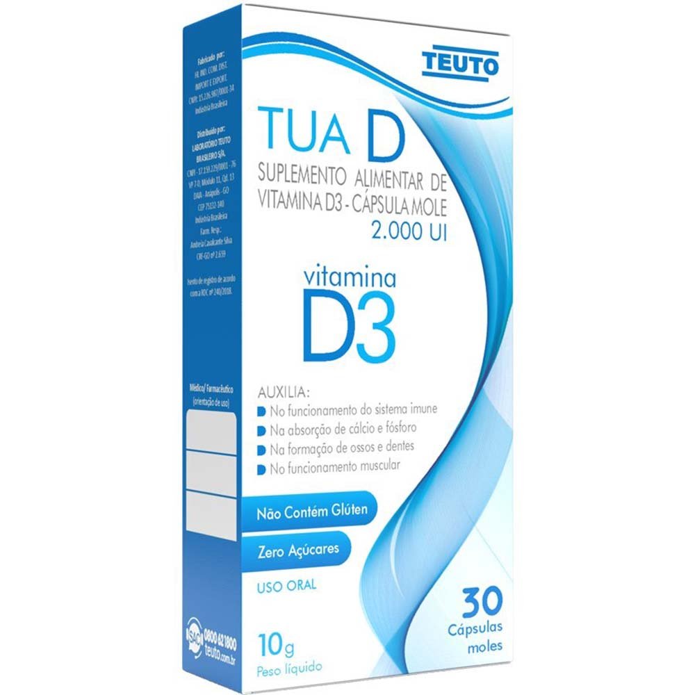 Tua D Vitamina D3 2.000UI 30 Cápsulas Mole Teuto