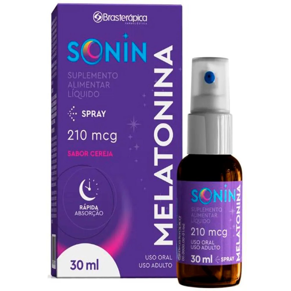 Sonin Melatonina 210mcg 30ml Spray Sabor Cereja Brasterápica