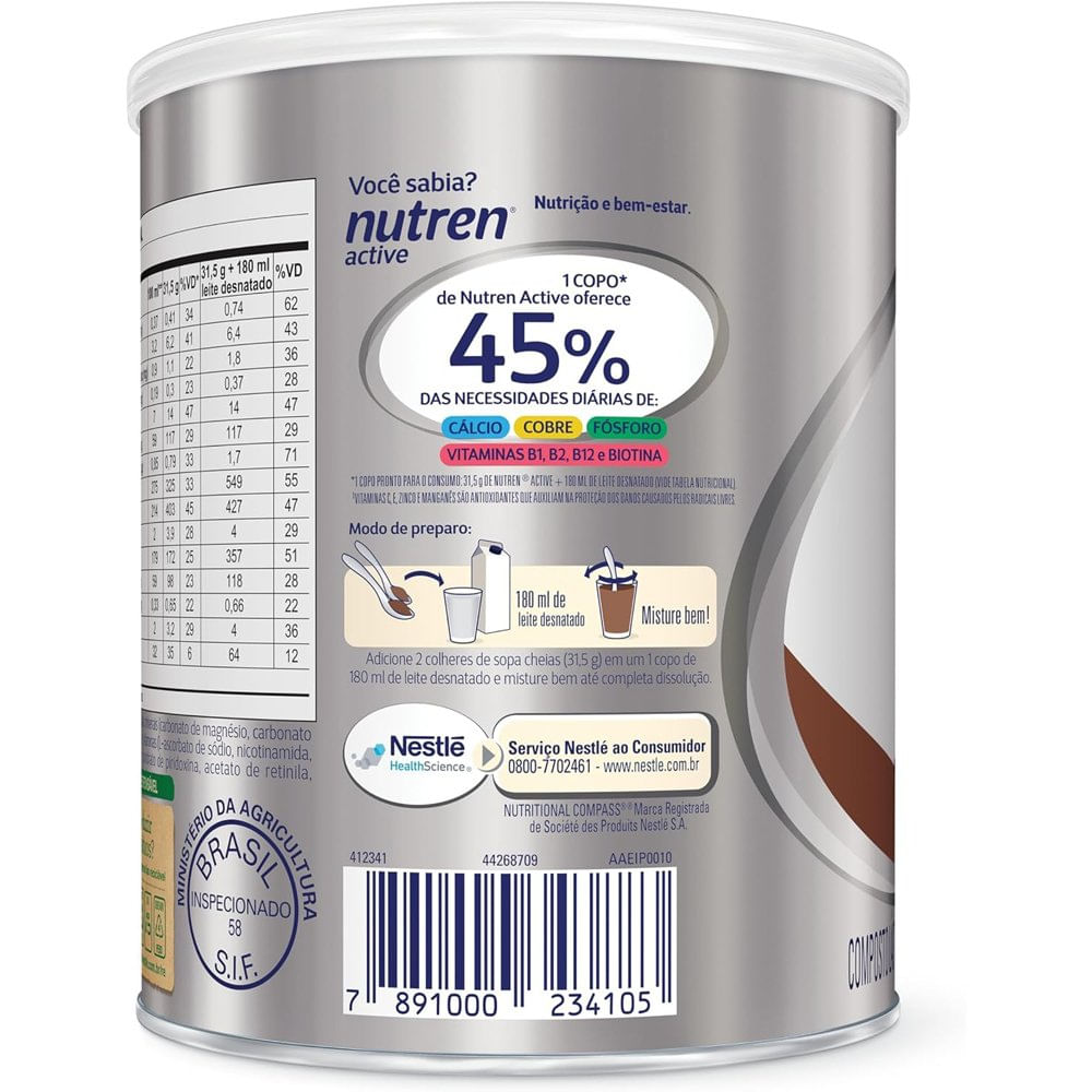 Suplemento Nutren Active Sabor Chocolate em Pó 400g Nestlé