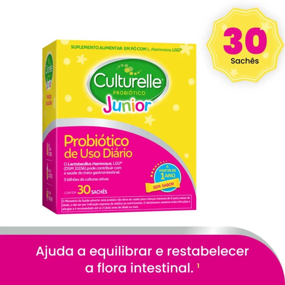 Culturelle Probiótico Junior 30 Sachês Lactobacillus Rhamnosus Lgg Sem ...