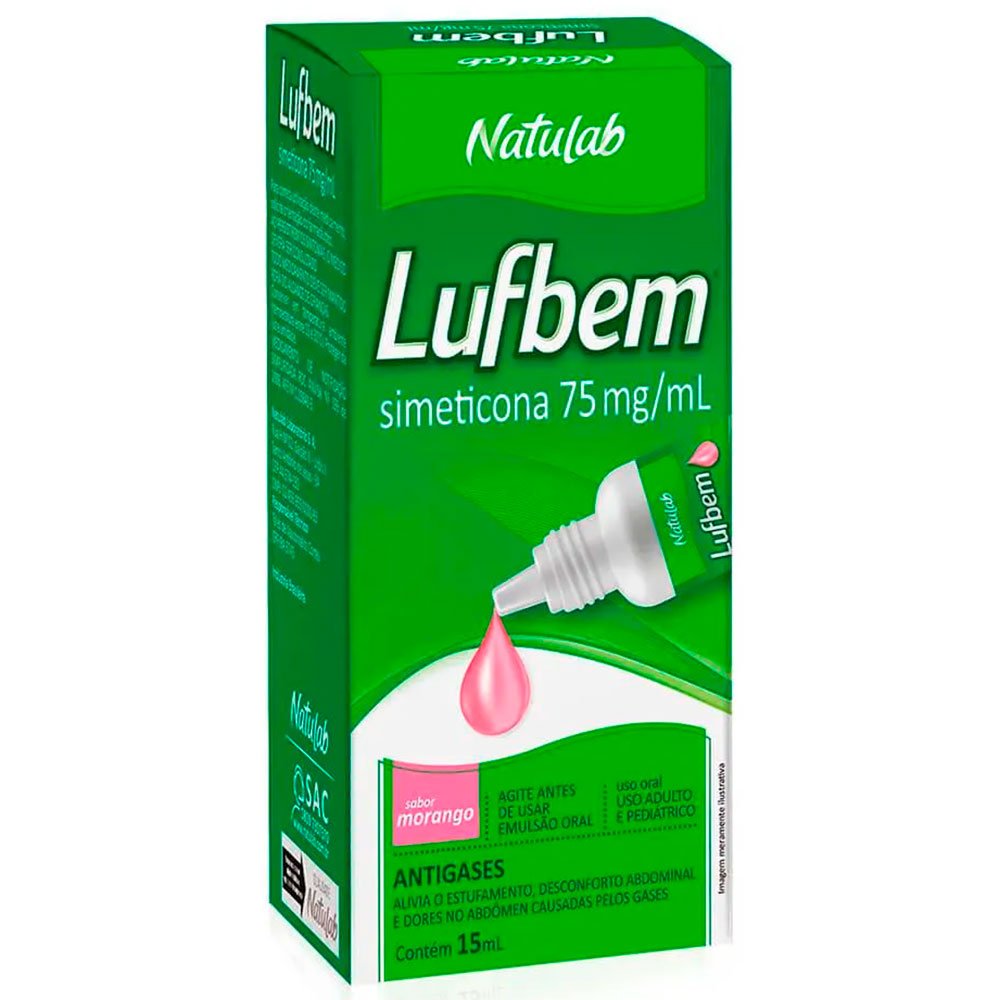 Lufbem Simeticona 75mg/ml 15ml Gotas Sabor Morango Natulab