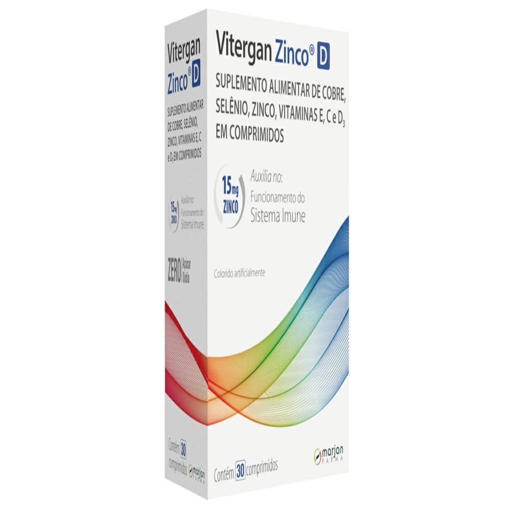 Vitergan Zinco D 30 Comprimidos Suplemento Alimentar Zinco Cobre ...