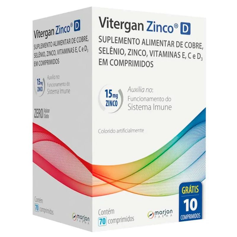 Vitergan Zinco D 70 Comprimidos Suplemento Alimentar Zinco Cobre ...