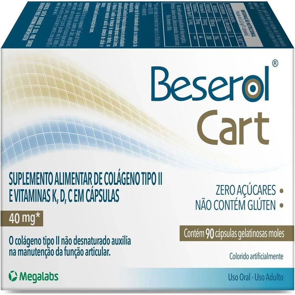 Beserol Cart Colágeno Não Hidrolisado Tipo II 90 Cápsulas Gelatinosas ...
