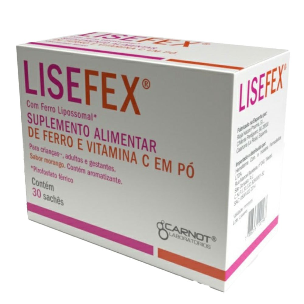 Suplemento Alimentar Lisefex Ferro Lipossomal e Vitamina C 30 Sachês Carnot