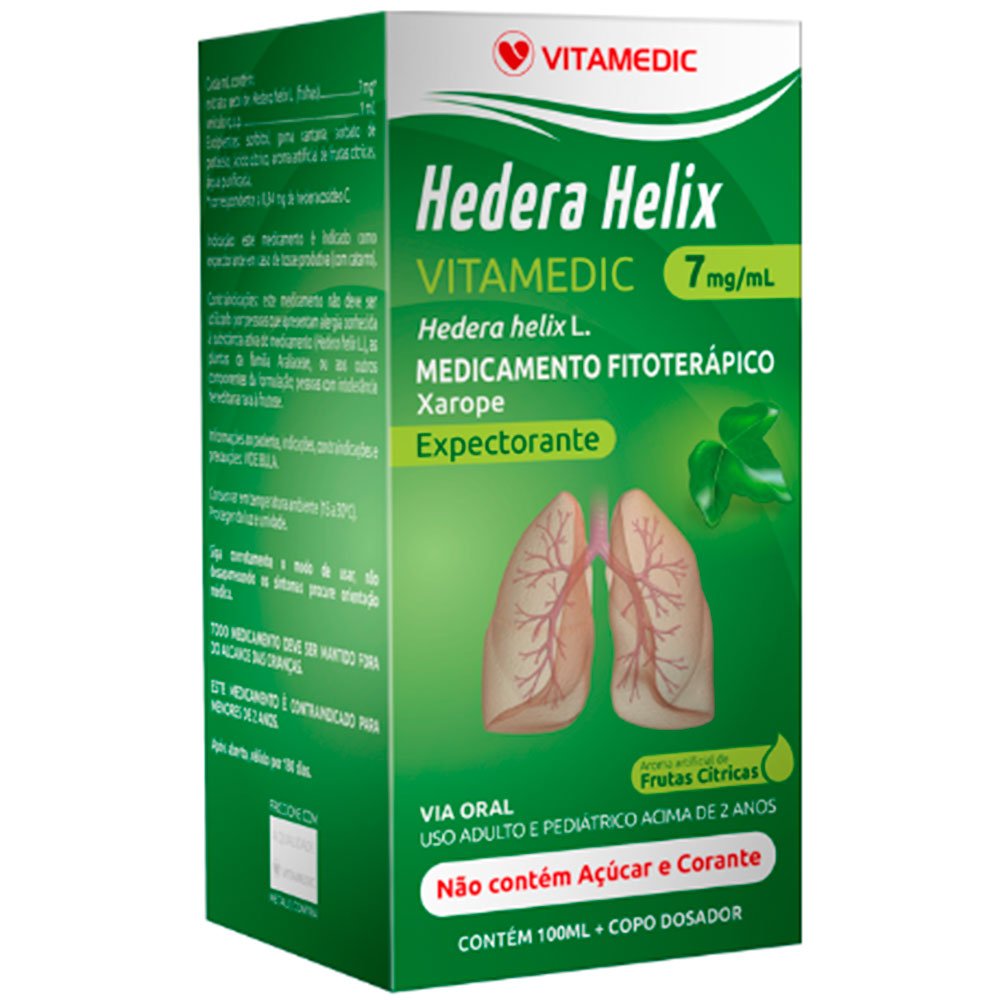 Hedera Helix 7mg/ml 100ml Xarope Espectorante Sabor Frutas Cítricas ...