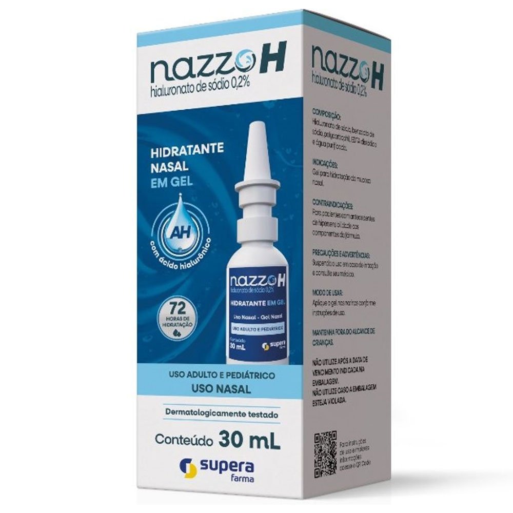 Nazzo H Hialuronato de Sódio 30ml Hidratante Nasal em Gel Supera