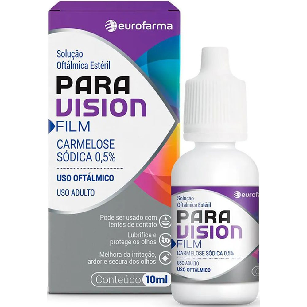 Colírio Paravision Film Carmelose Sódica 0,5% 10ml Solução Oftálmica ...
