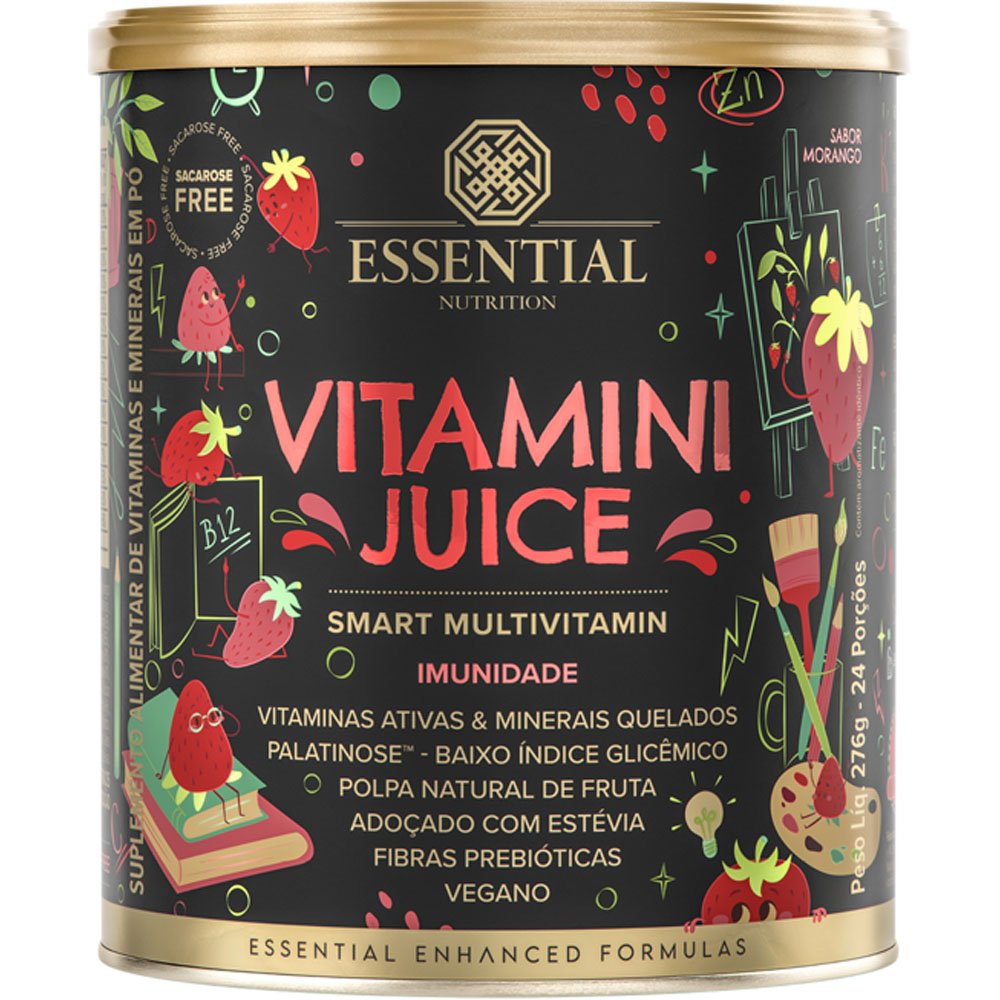 Vitamini Juice Essential Nutrition Sabor Morango 276g